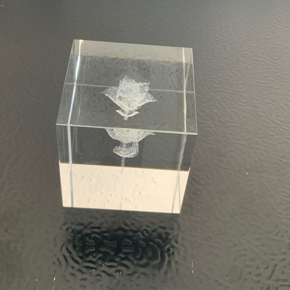 Art | Clear Acrylic Cube With Rose Design | Poshmark